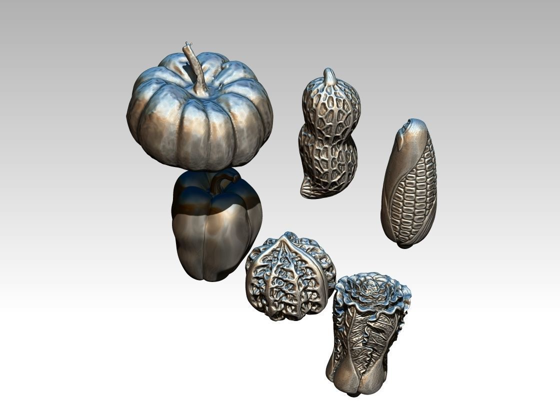 vegetables set 6 models 3D model 3D printable | CGTrader