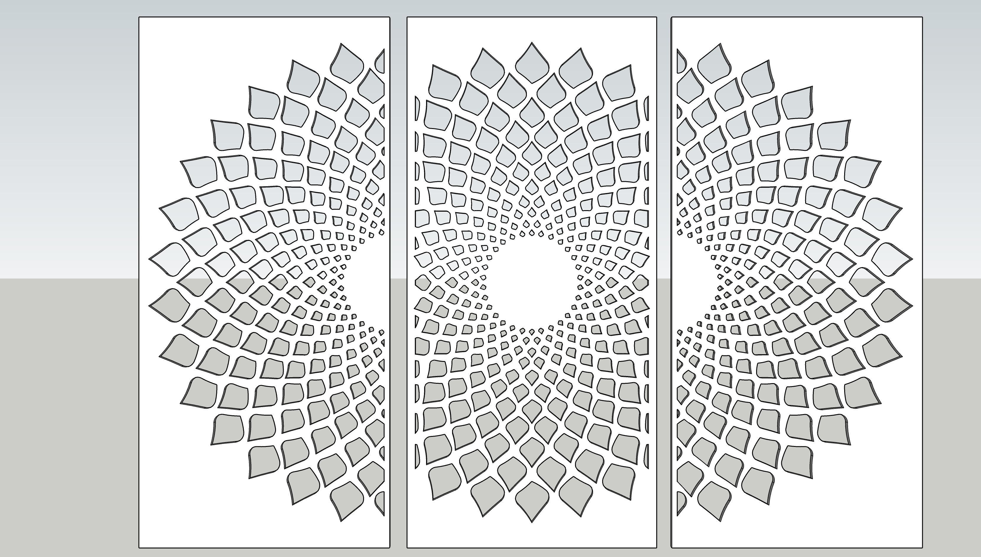 Screen set of three wall panels 3D model | CGTrader