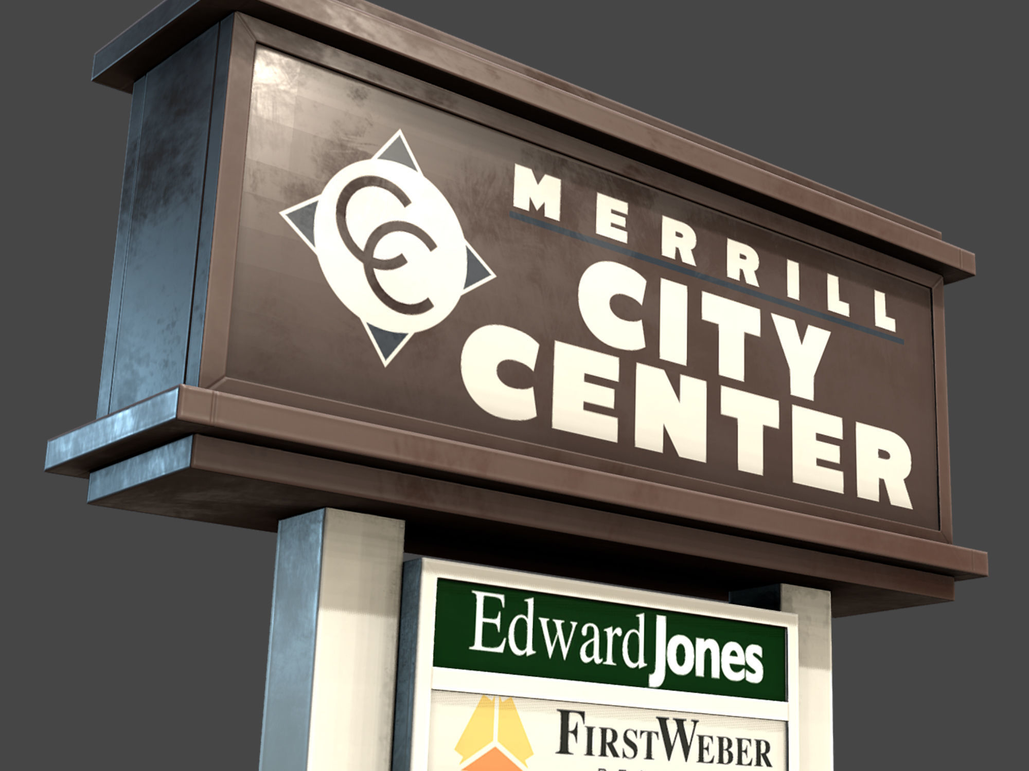 3D model City Center Sign VR / AR / low-poly | CGTrader