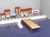 3D model Port City Street With Sea Dock And Boat VR / AR / low-poly ...