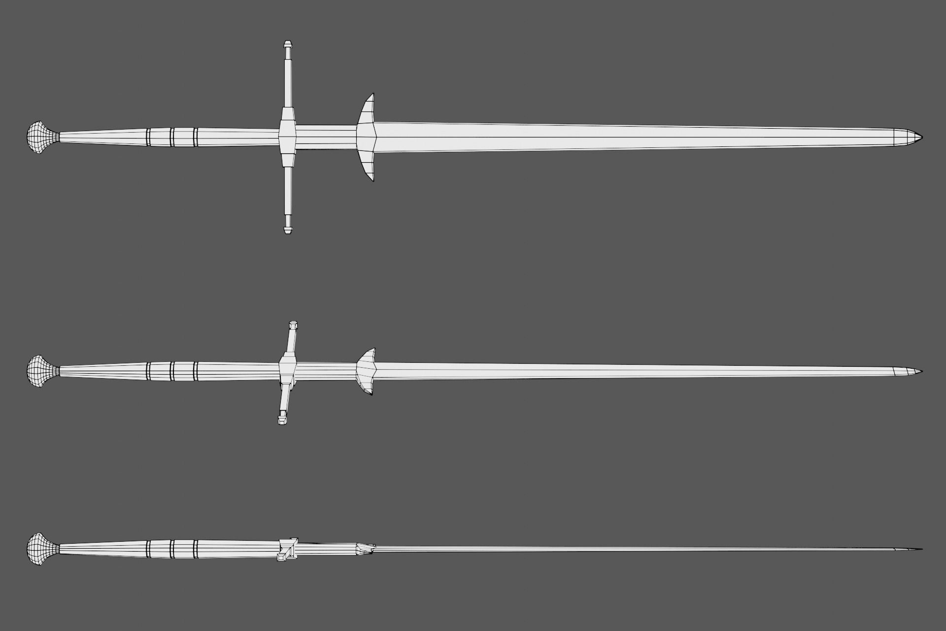 3D model lowpoly rusted great sword - zweihander -PBR VR / AR / low ...