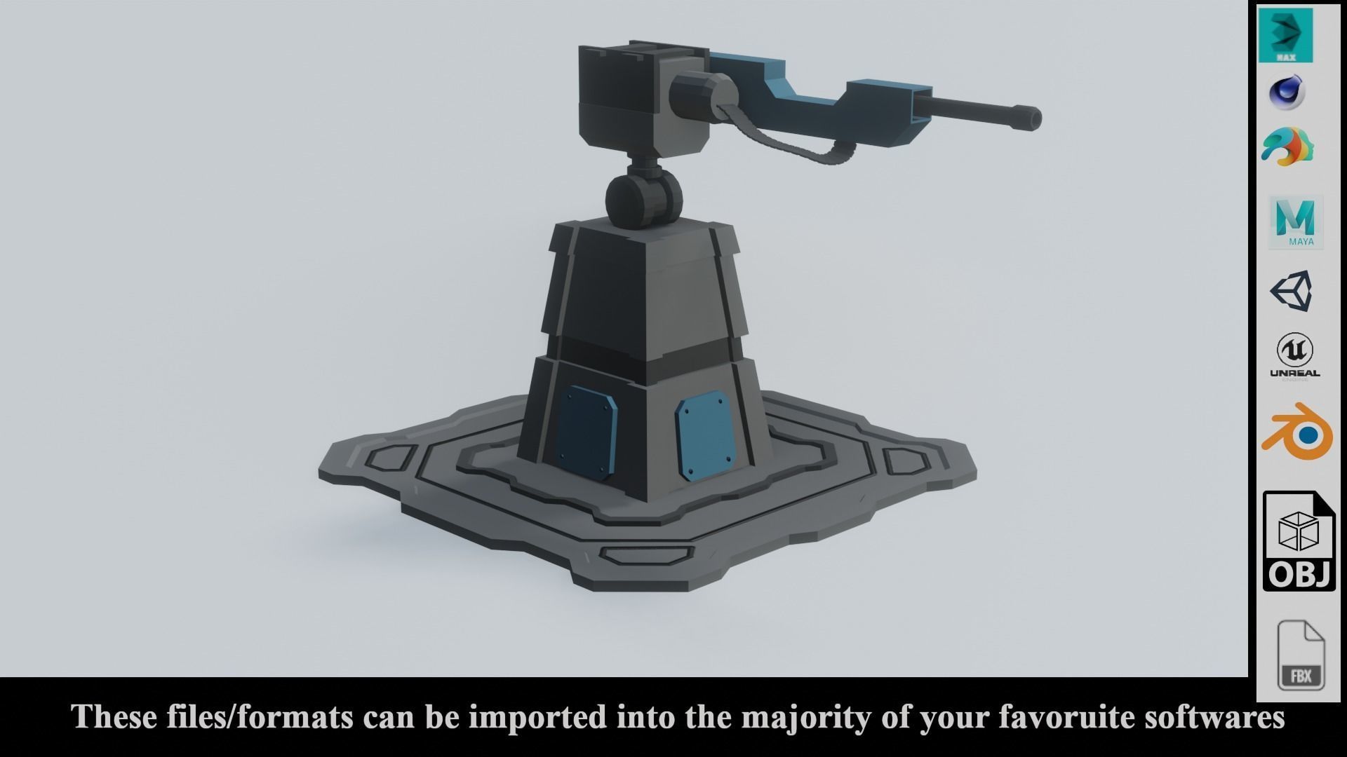 3D model Modular Sci-Fi Turret Collection - Low Poly - Game Ready -PBR VR / AR / low-poly | CGTrader