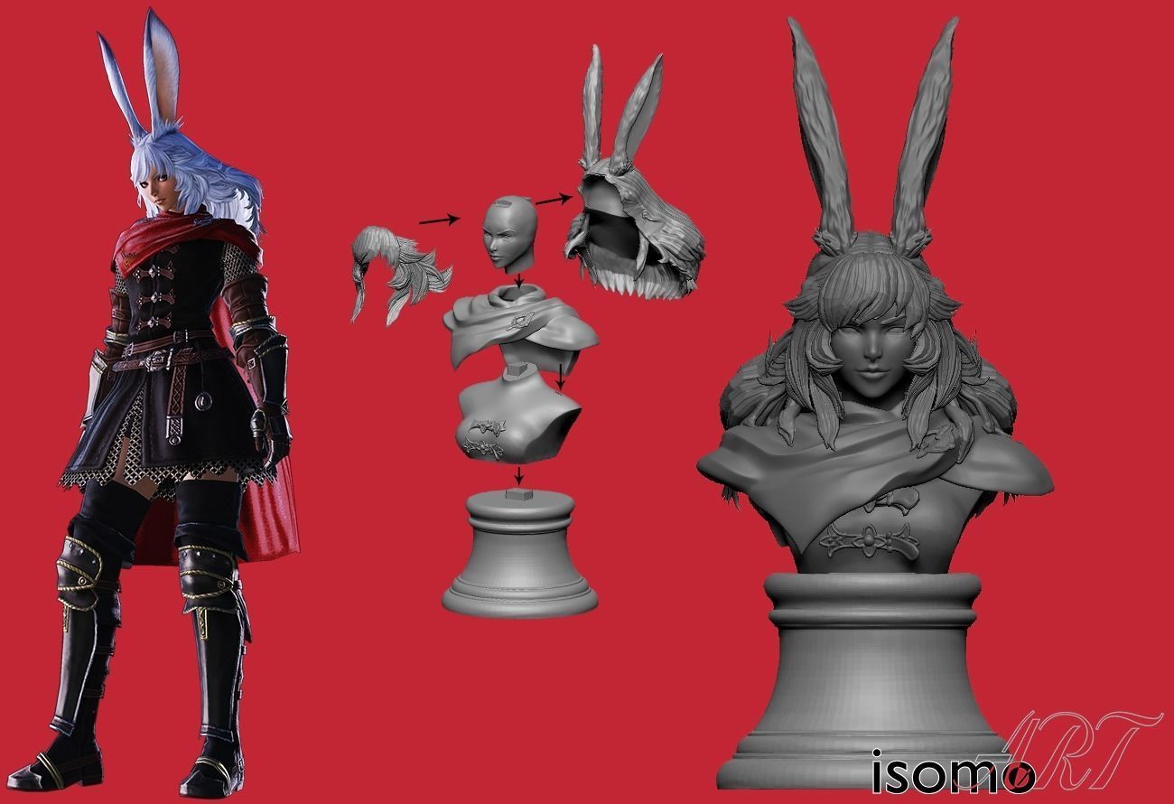 Lyna Portrait Bust Final Fantasy 14 FFXIV 3D model 3D printable | CGTrader