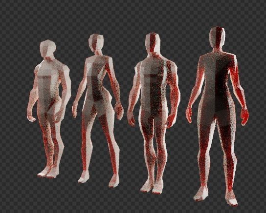 3D model 4 low poly character base meshes 2 male 2 female VR / AR / low ...