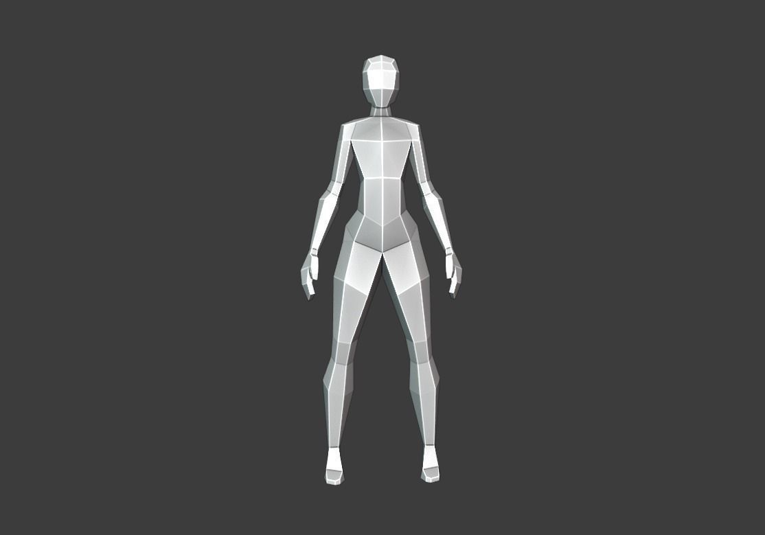 3D model 4 low poly character base meshes 2 male 2 female VR / AR / low ...