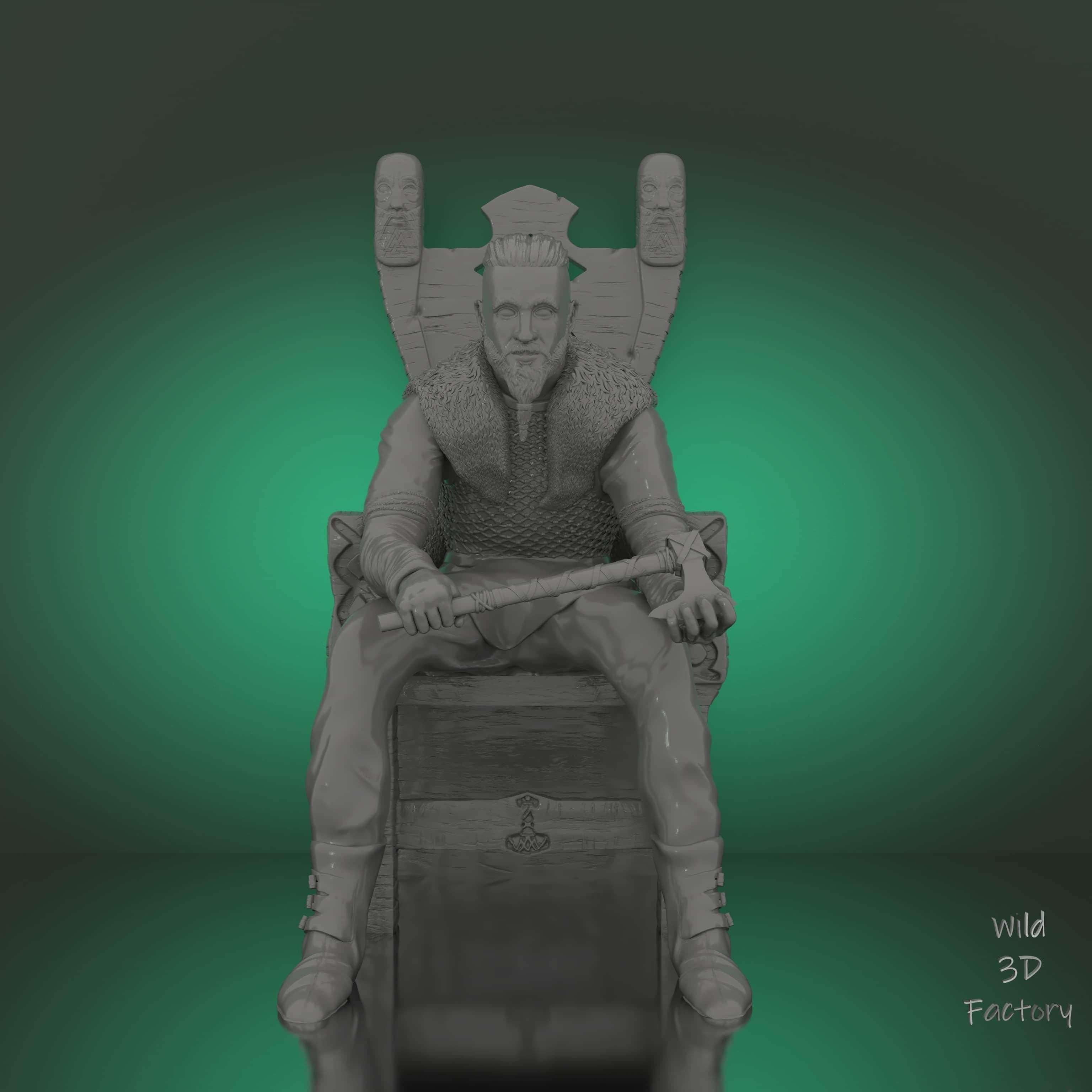 King Ragnar Lothbrook Throne Historical Viking 3D Model Print 3D model ...