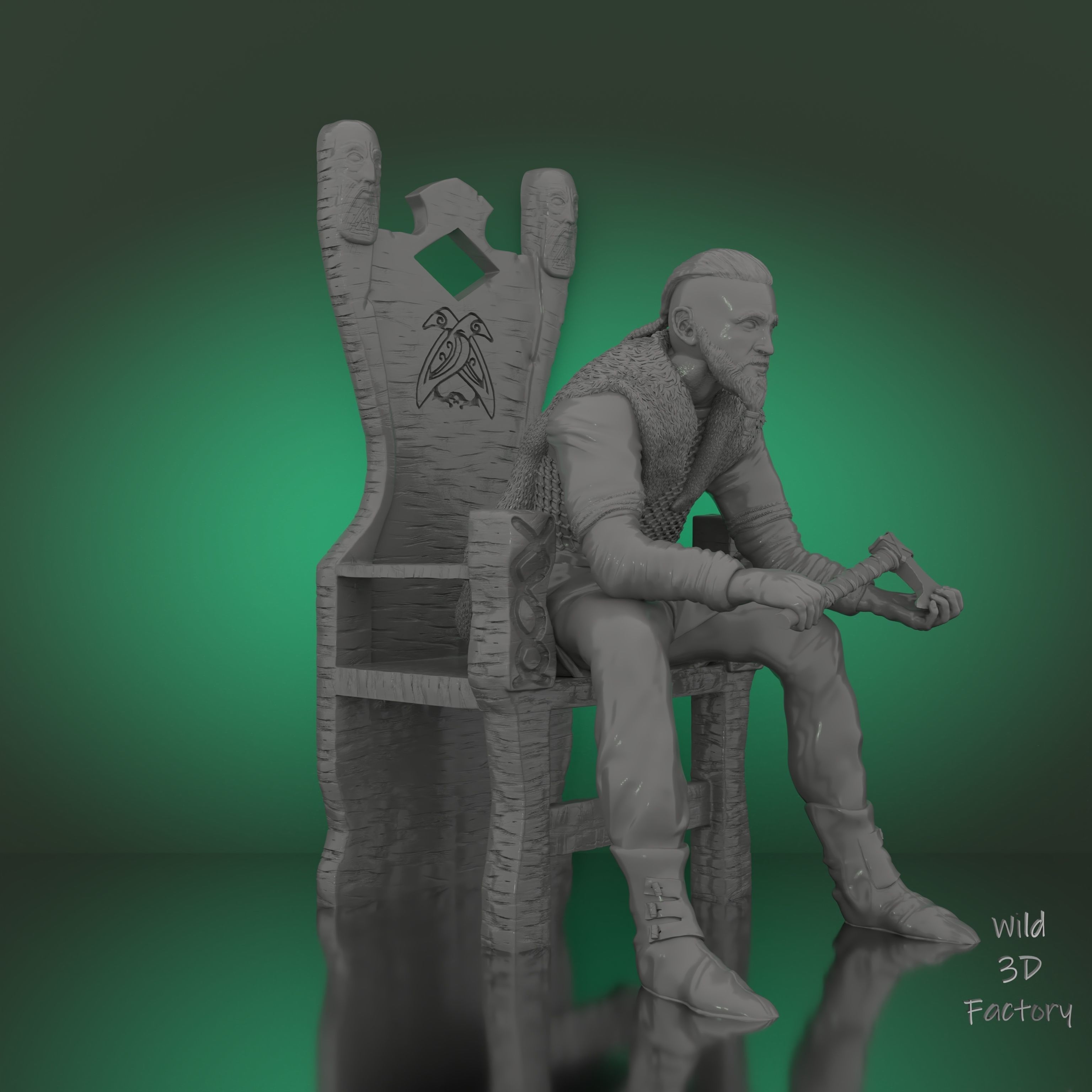 King Ragnar Lothbrook Throne Historical Viking 3D Model Print 3D model ...
