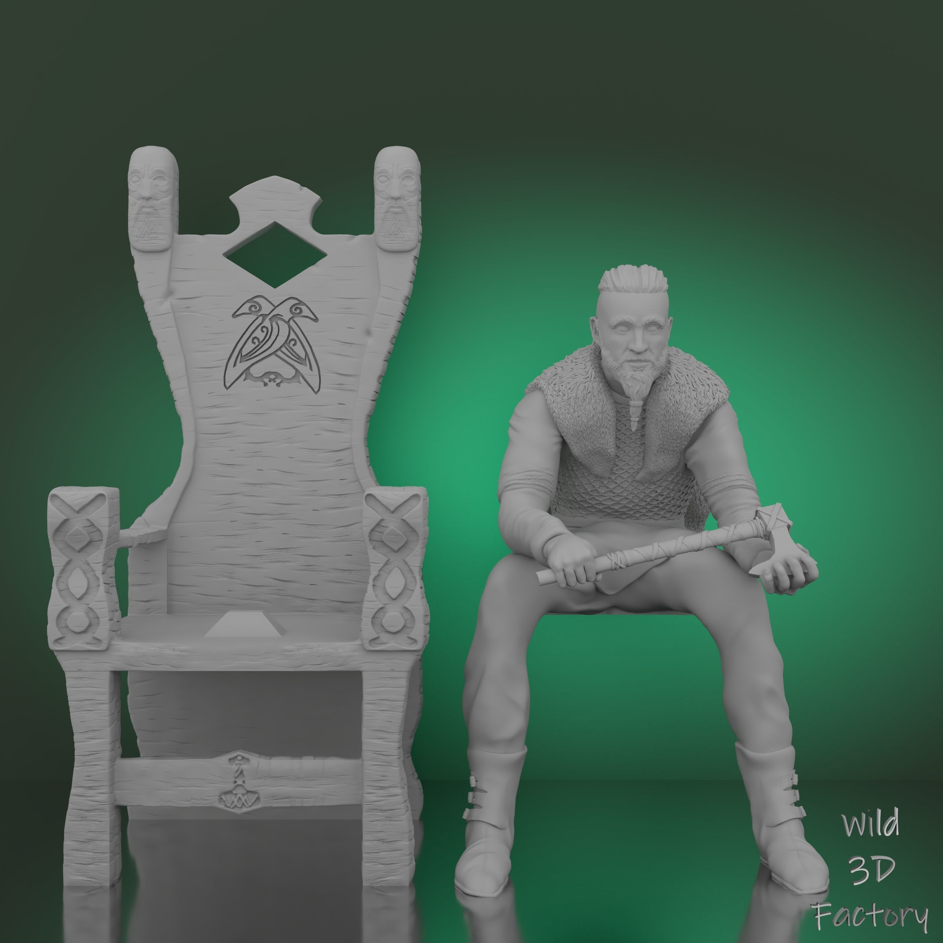 King Ragnar Lothbrook Throne Historical Viking 3D Model Print 3D model ...