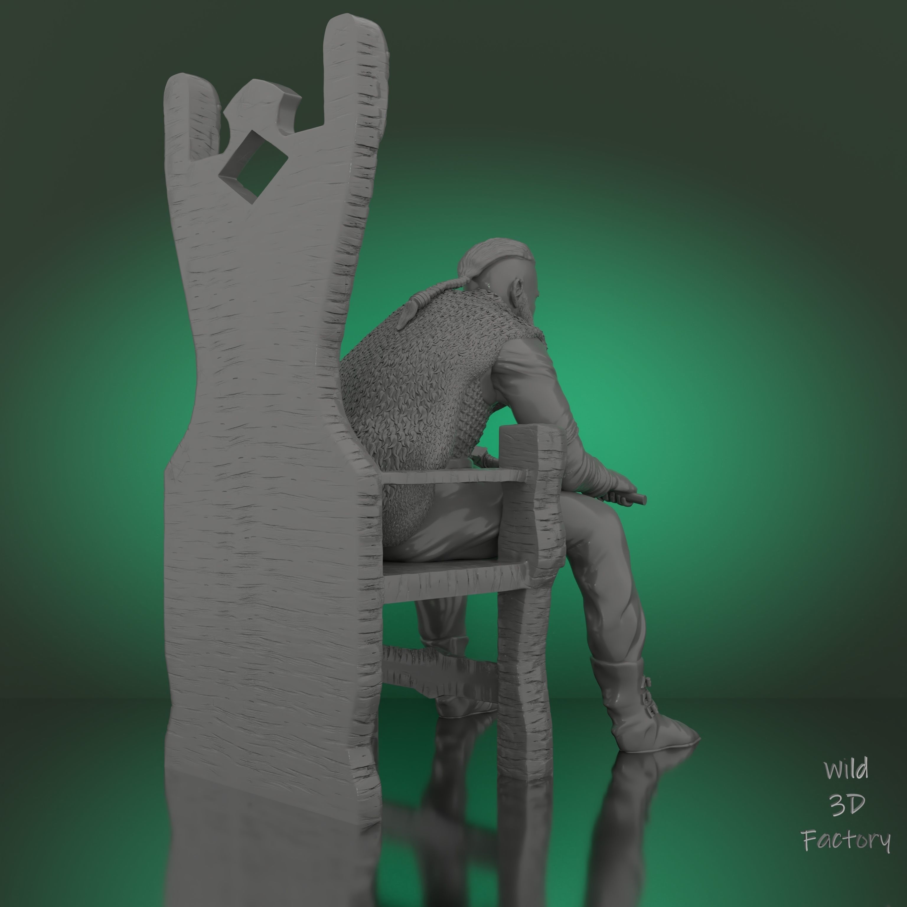 King Ragnar Lothbrook Throne Historical Viking 3D Model Print 3D model ...