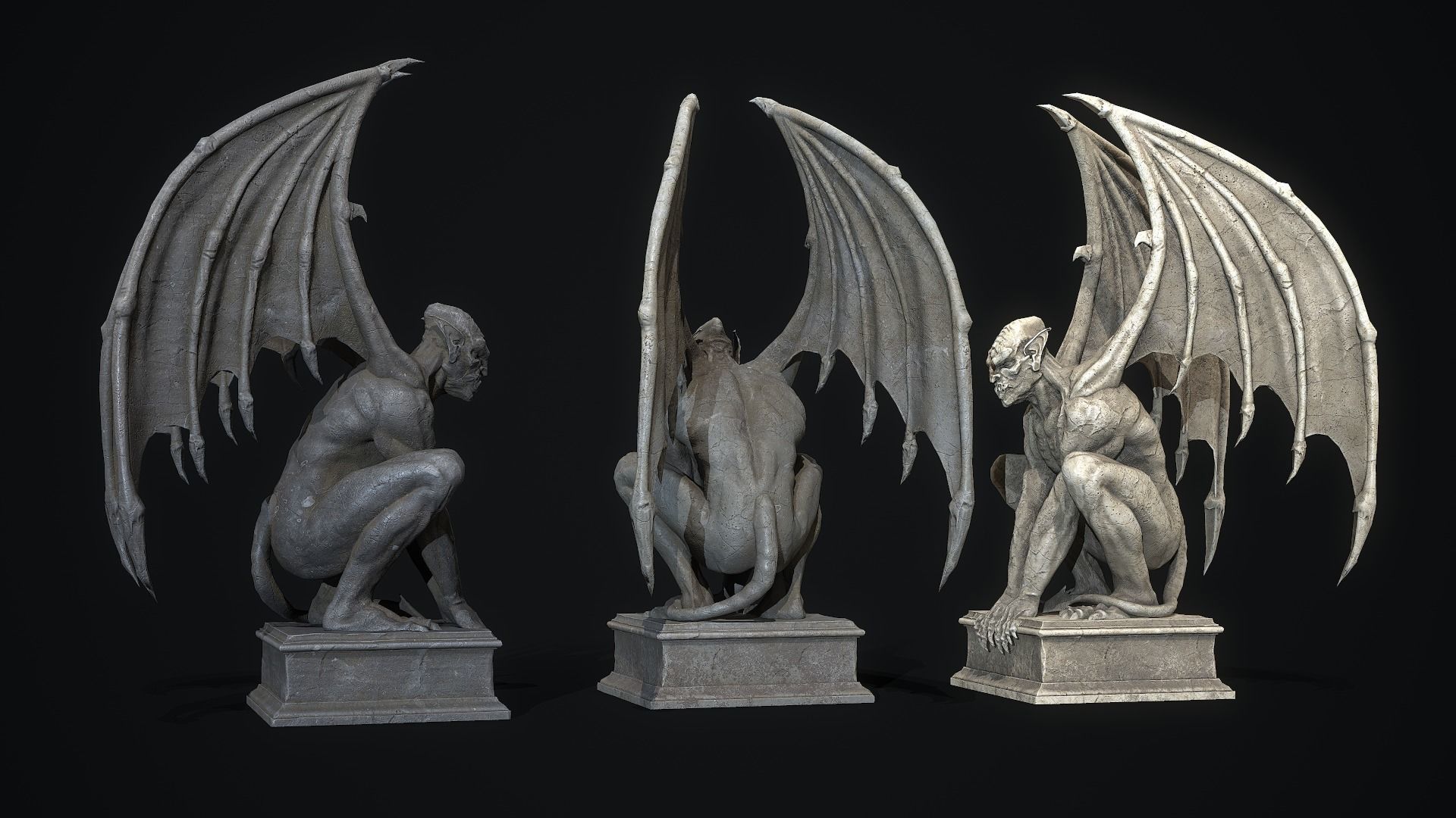 3D model Gargoyle Statue PBR Low-poly 3D model gargoyle VR / AR / low ...