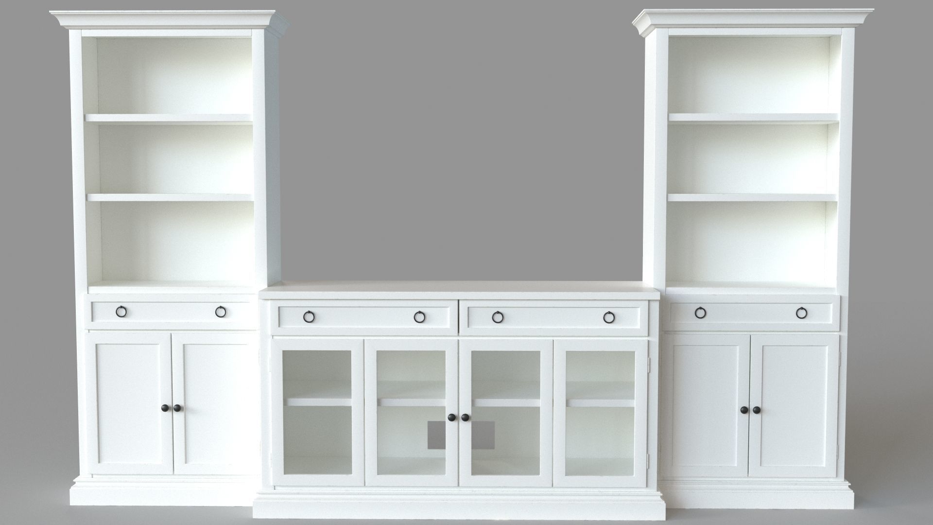 Cameo Modular White Glass Door Media Entertainment Center 3D model ...