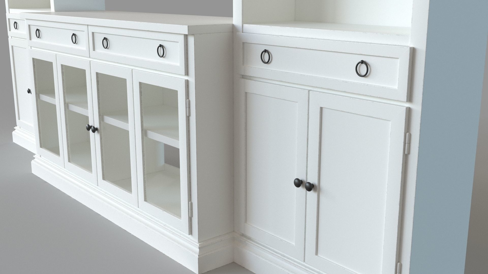 Cameo Modular White Glass Door Media Entertainment Center 3D model ...