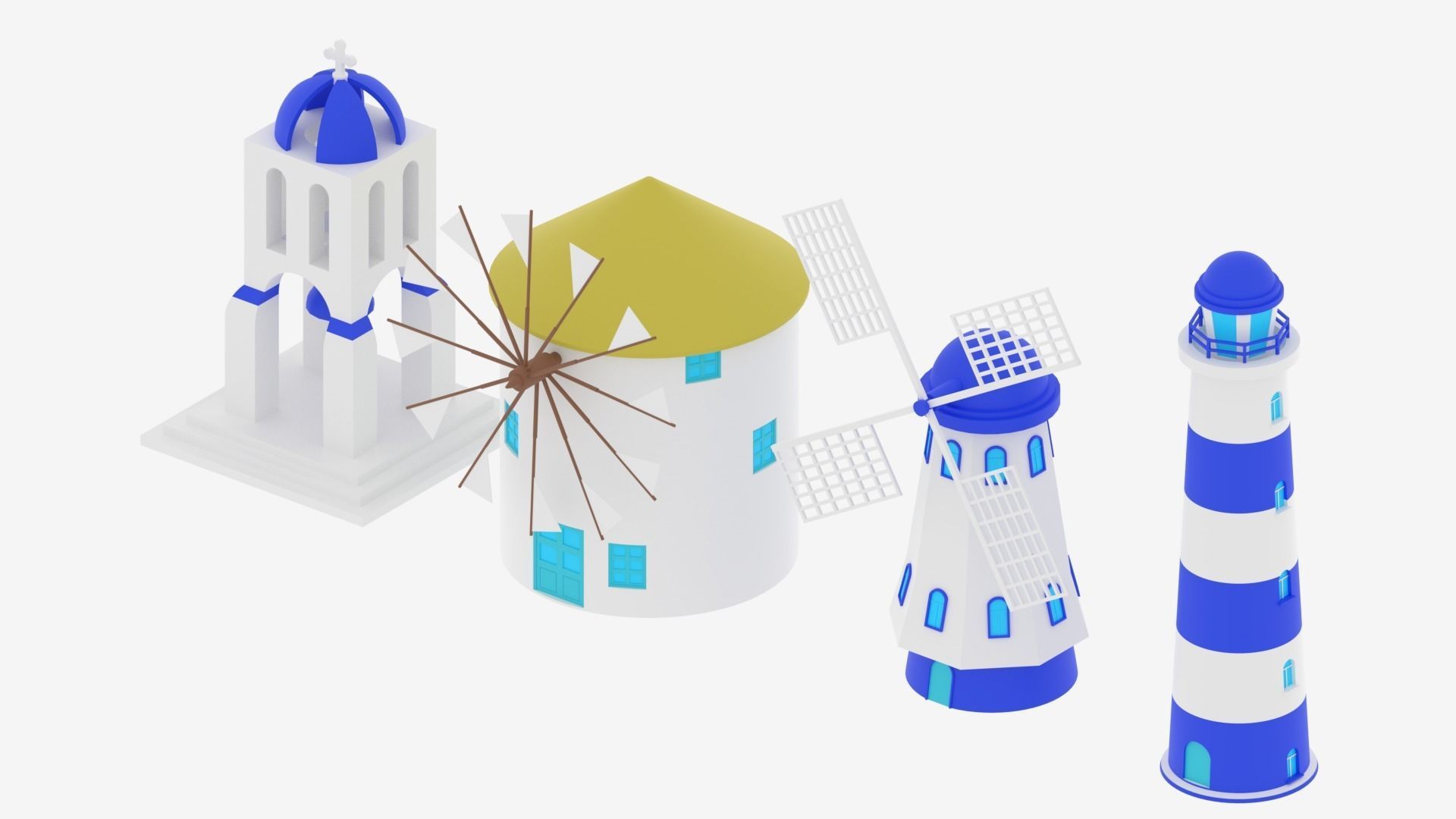 3D model Greek Buildings Collection VR / AR / low-poly | CGTrader