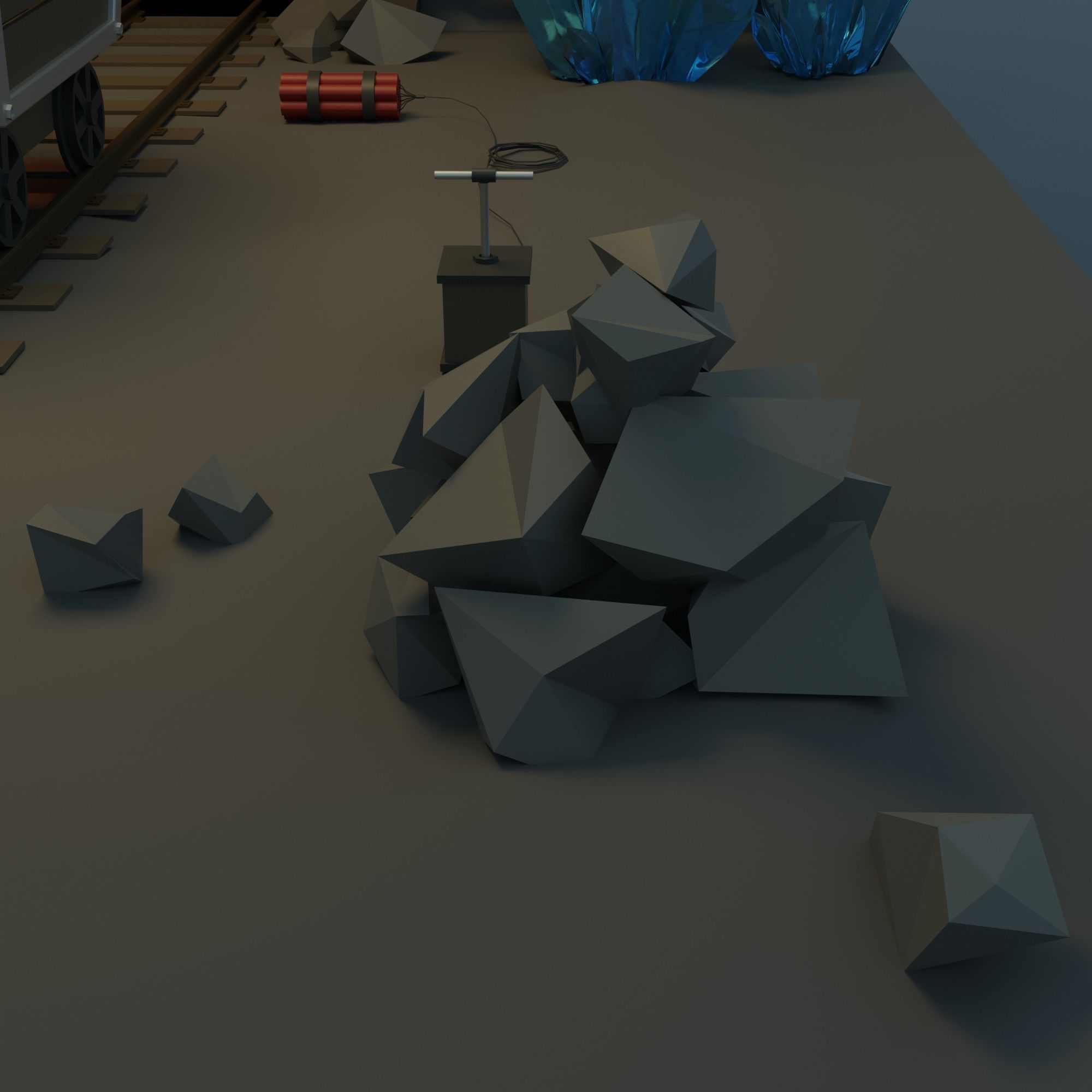 3D model Mining mine with fire in it VR / AR / low-poly | CGTrader