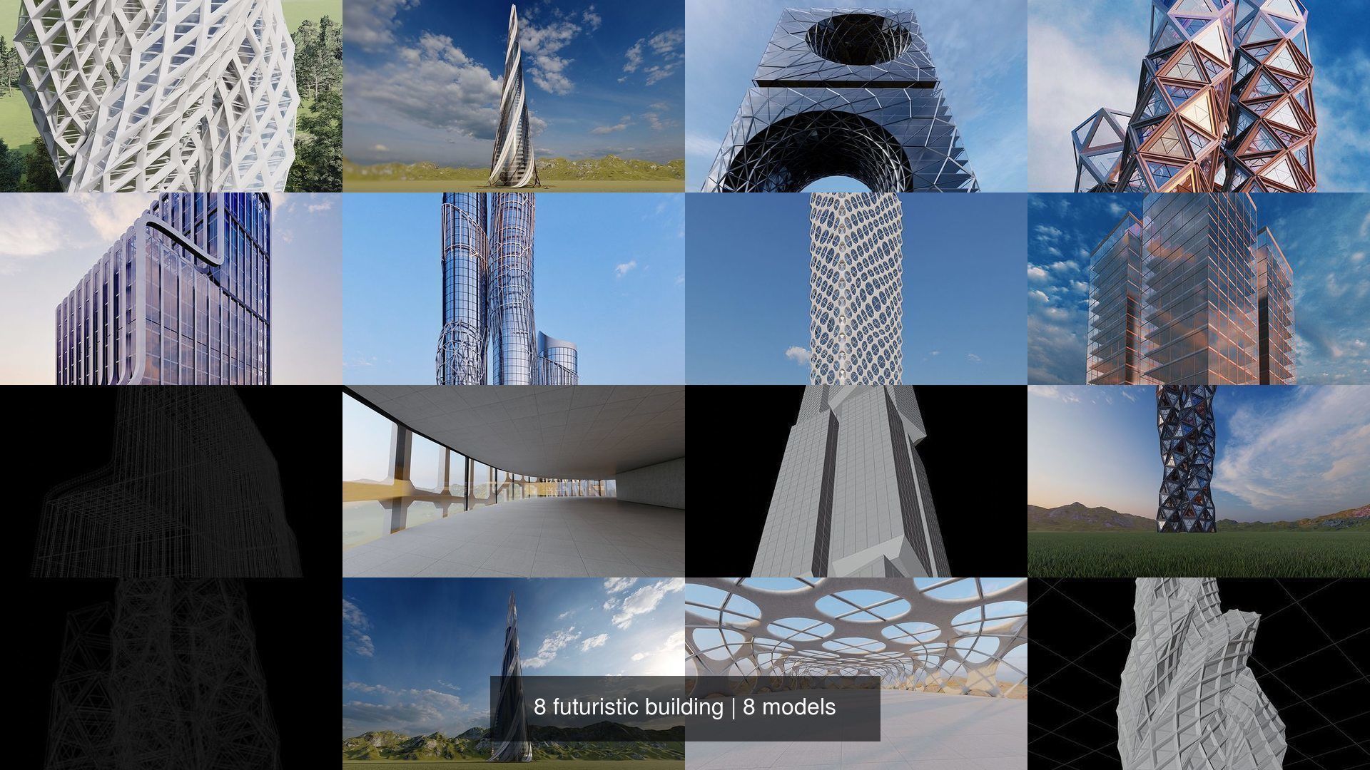 8 futuristic building 3D Model Collection | CGTrader