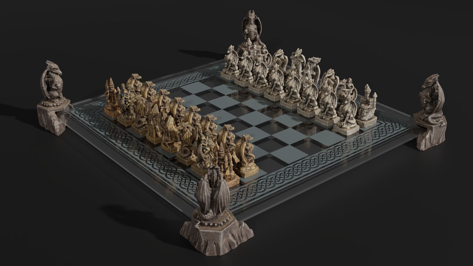 Dragon Chess Set 3D model | CGTrader