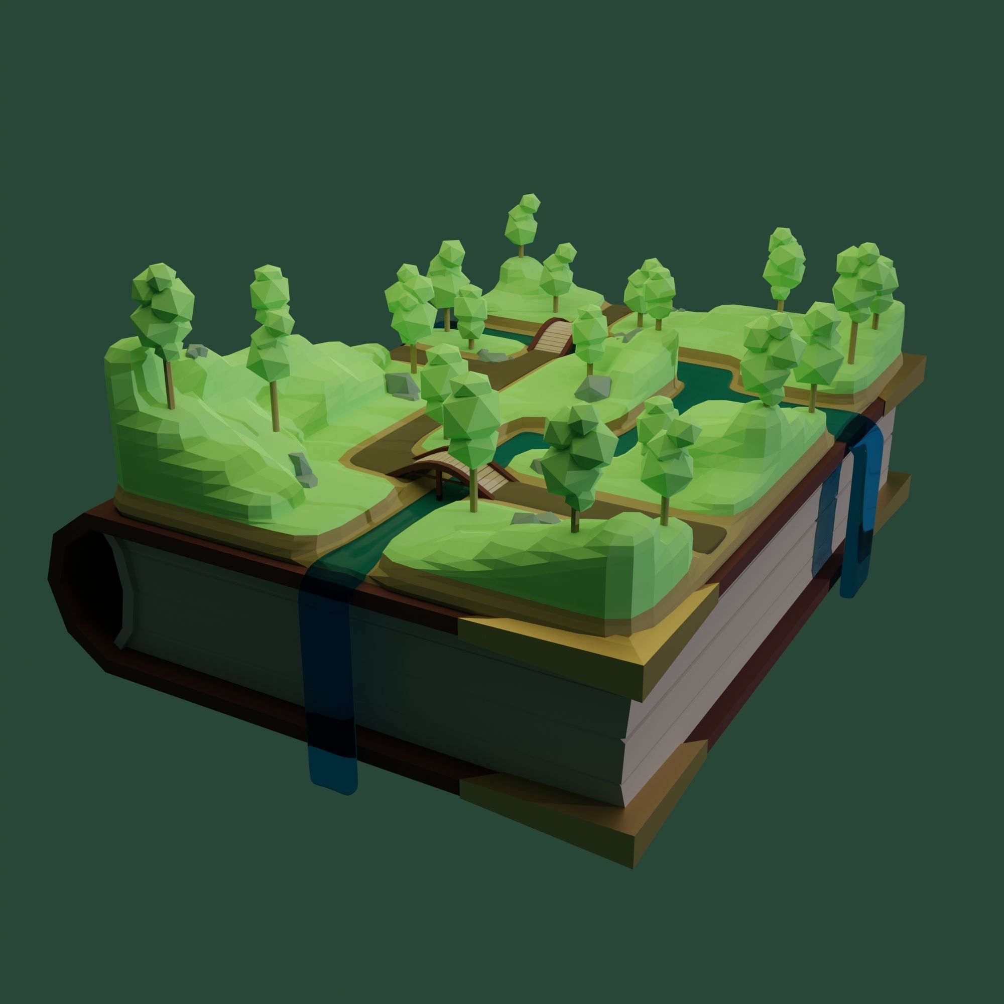 Low Poly book forest 3D model free VR / AR / low-poly 3D model | CGTrader