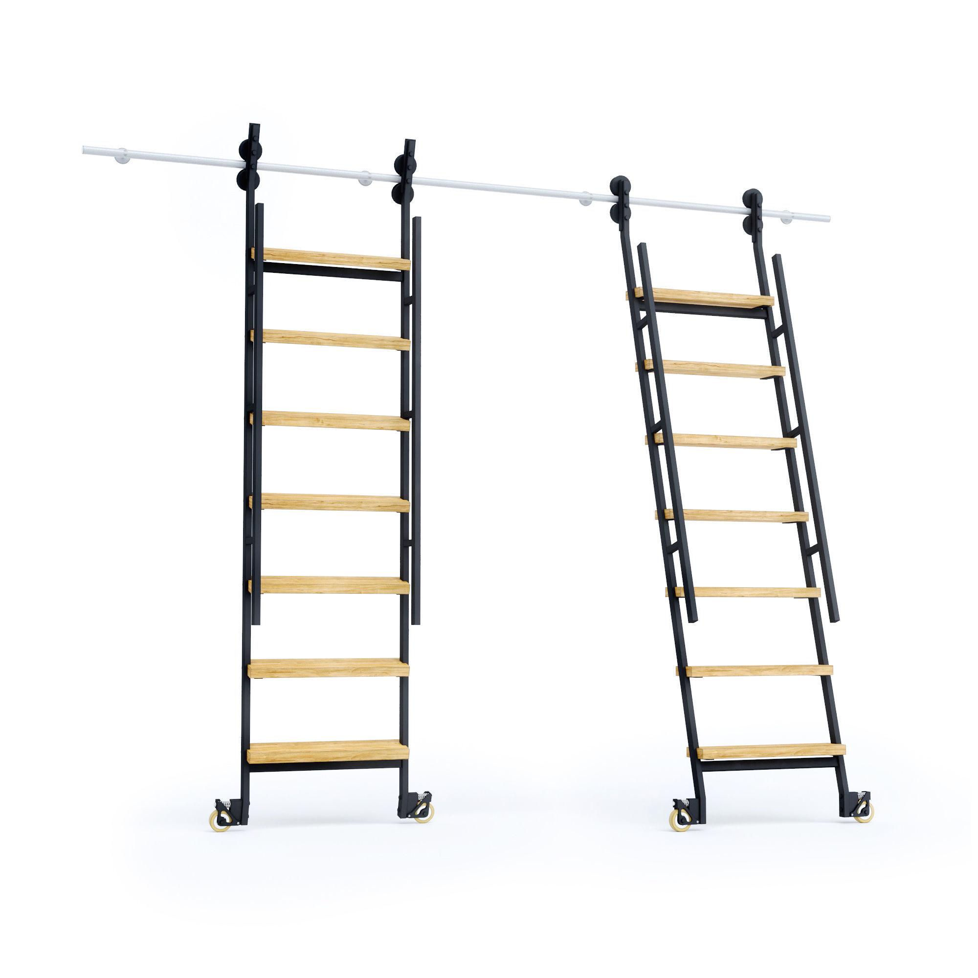 Animated sliding ladder MWE Industrieleiter 3D model | CGTrader