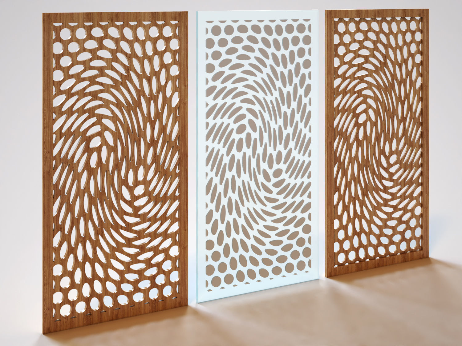 Partition three wooden panels 3D model | CGTrader
