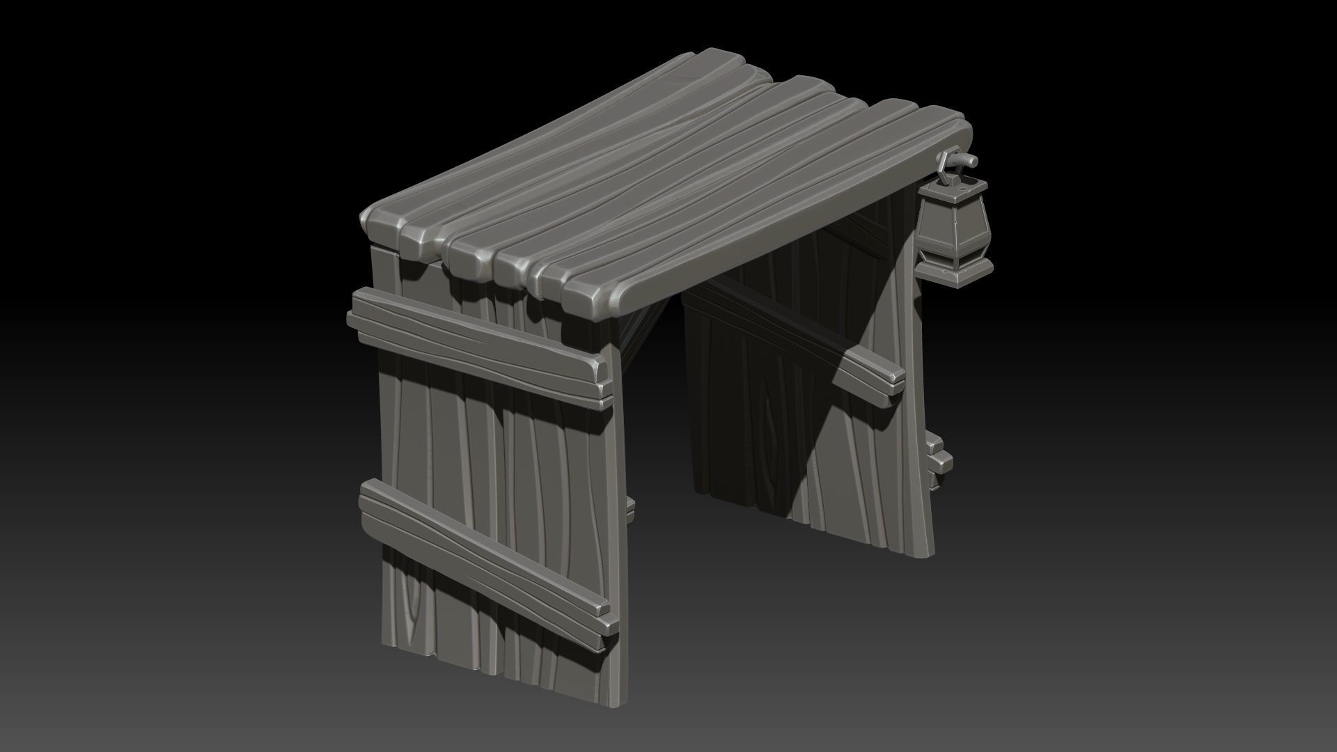 Stylized wooden gate 3D model | CGTrader