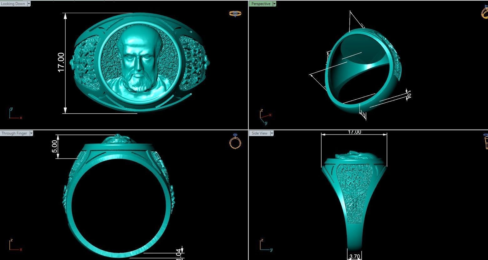 Signet Ring Hippocratic Oath caduceus 3D model 3D printable | CGTrader