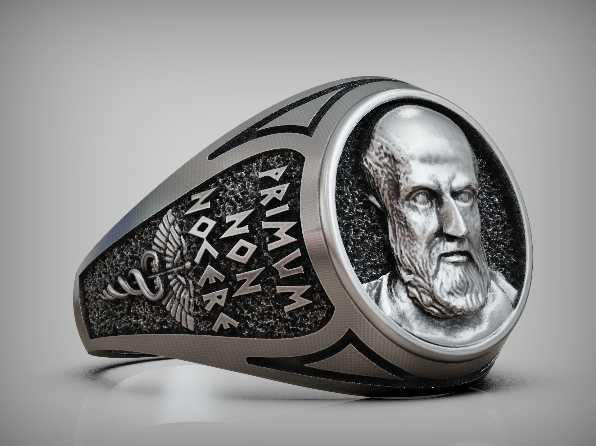 Signet Ring Hippocratic Oath caduceus 3D model 3D printable | CGTrader