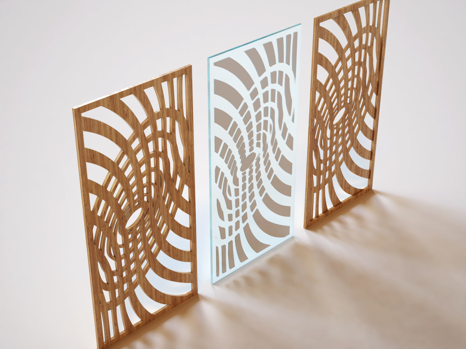 Partition three wooden panels 3D model | CGTrader
