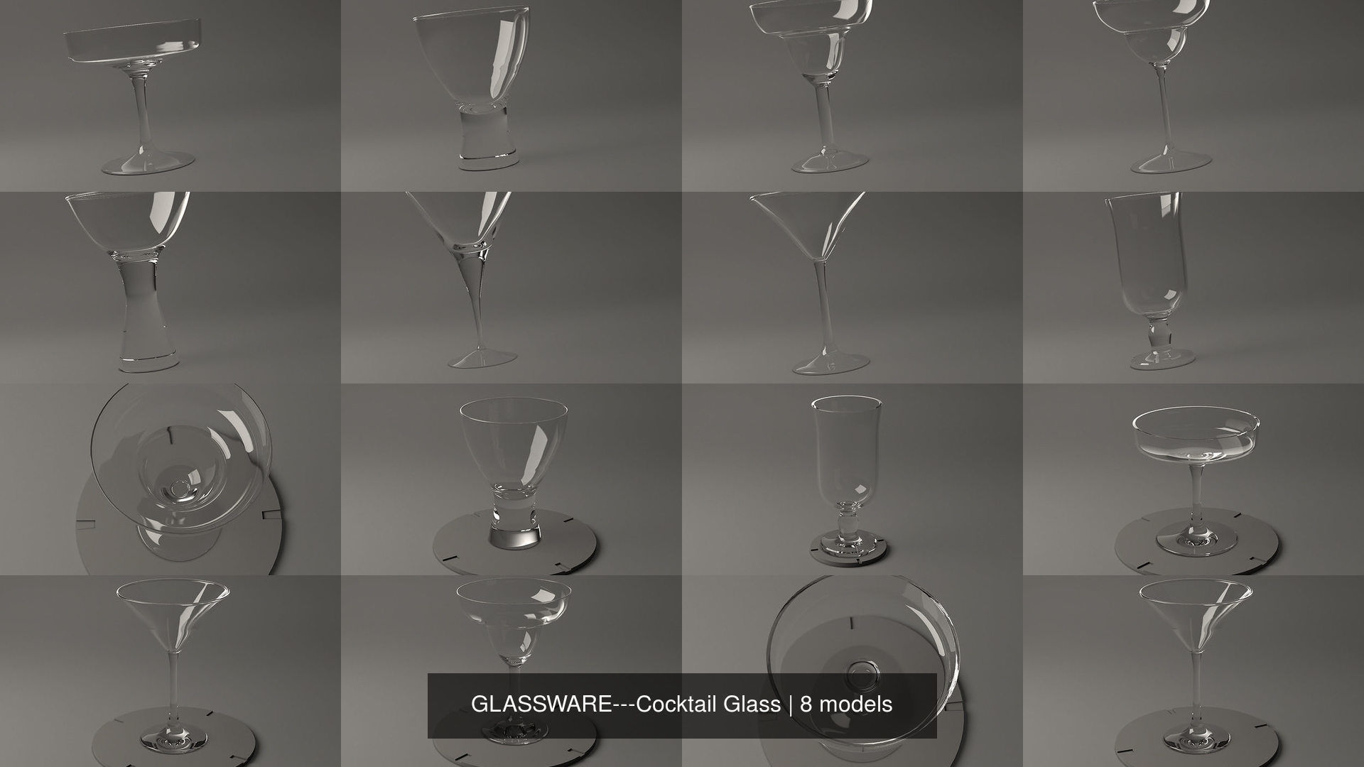 GLASSWARE---Cocktail Glasses 3D Model Collection | CGTrader