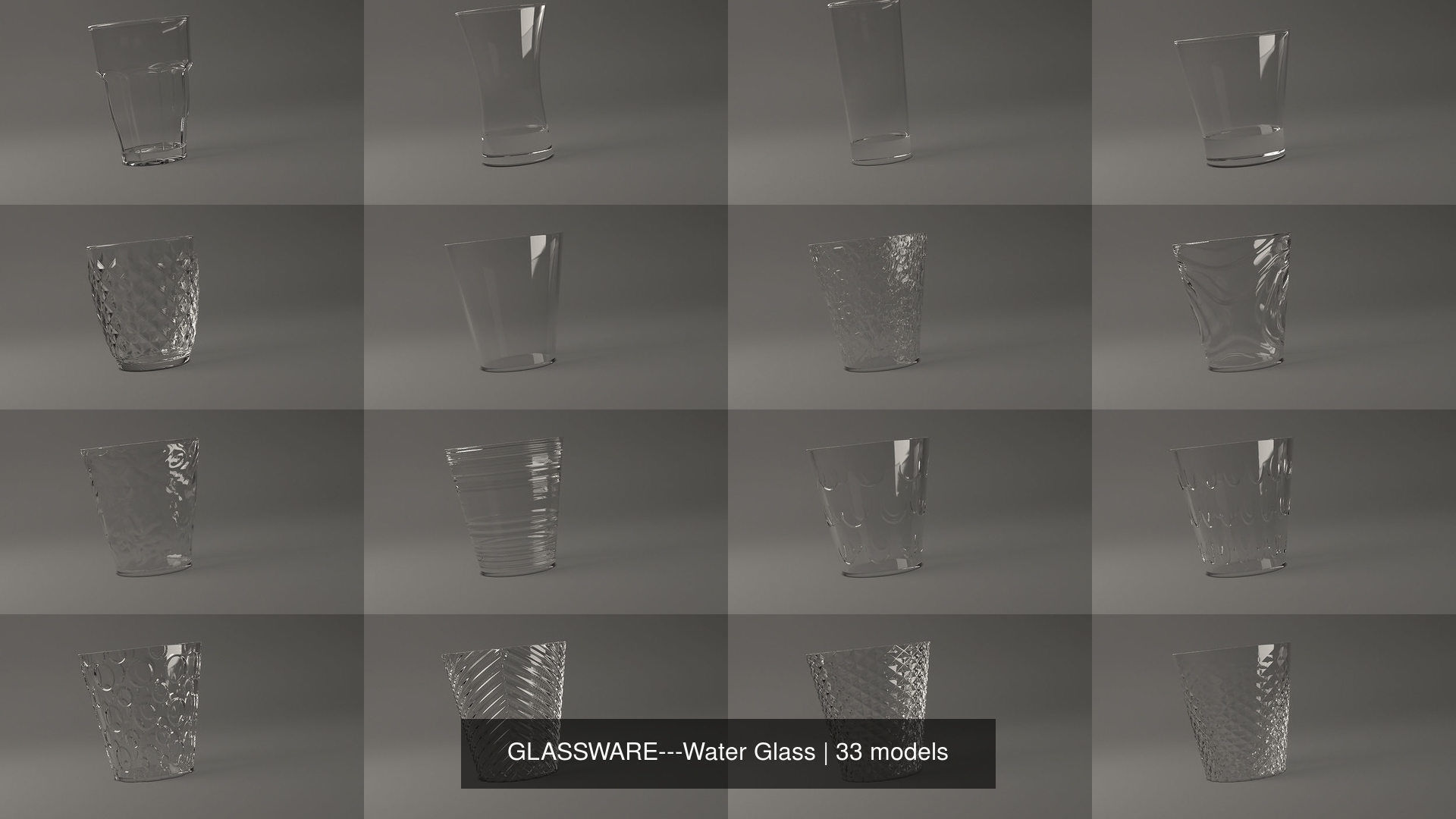 GLASSWARE---Water Glasses 3D Model Collection | CGTrader