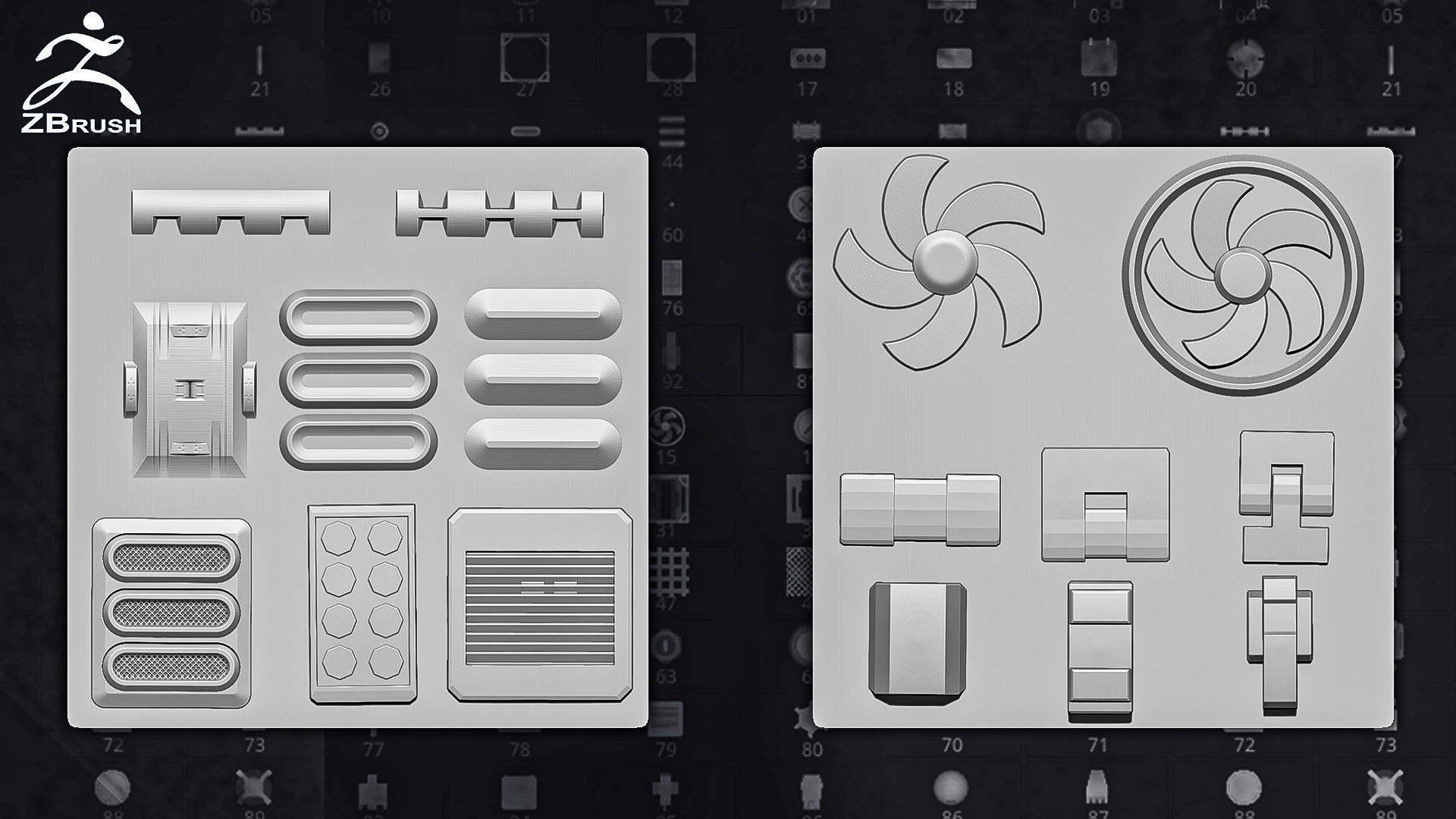 100 Hard-Surface Alphas for ZBrush and Substance 3D model | CGTrader