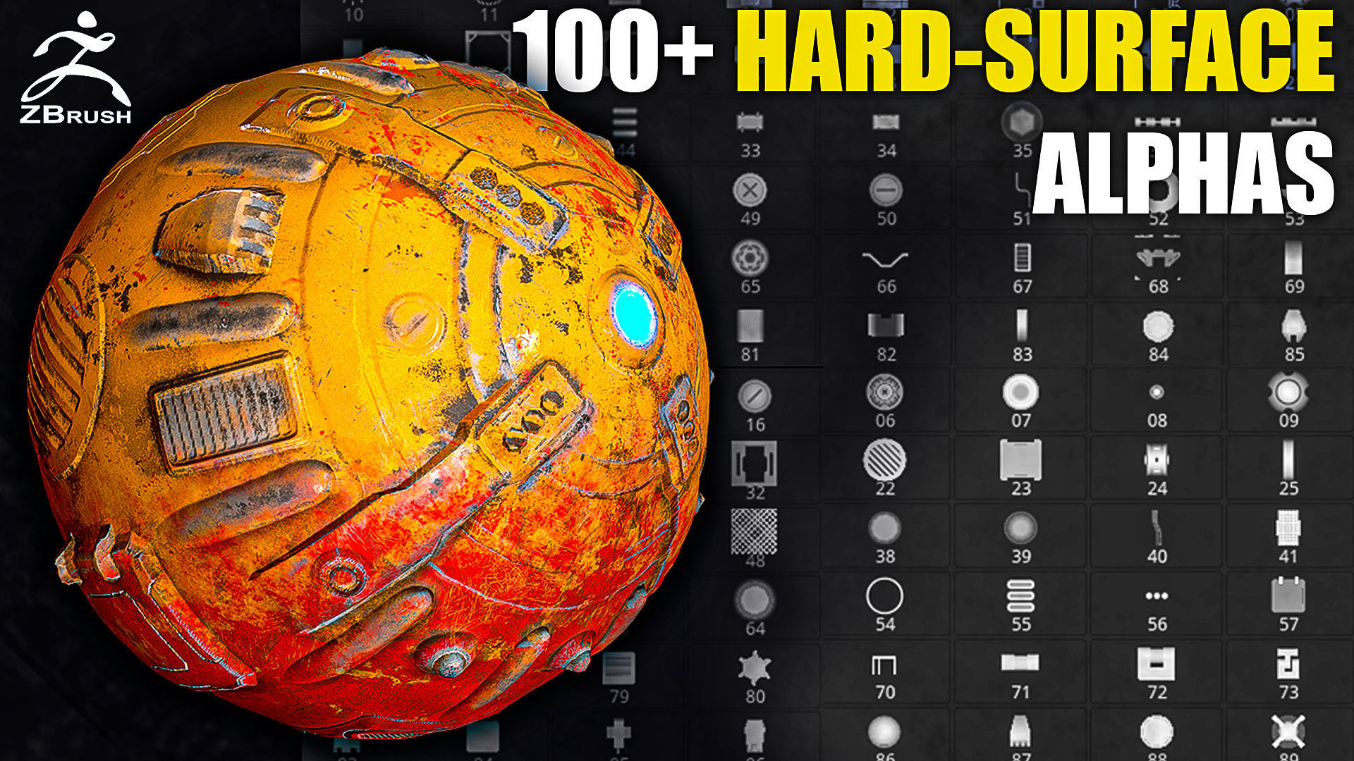 100 Hard-Surface Alphas for ZBrush and Substance 3D model | CGTrader