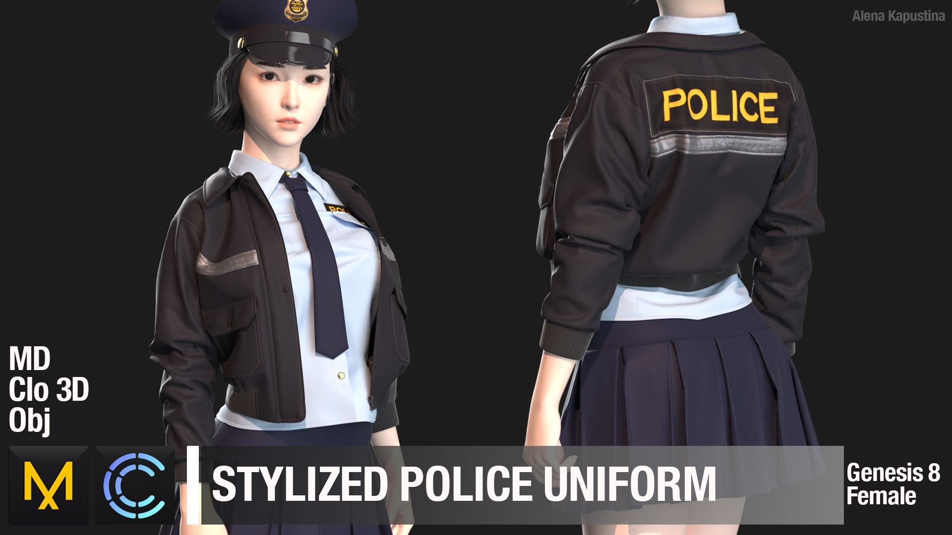 Stylized police uniform Marvelous Designer project obj 3D model | CGTrader