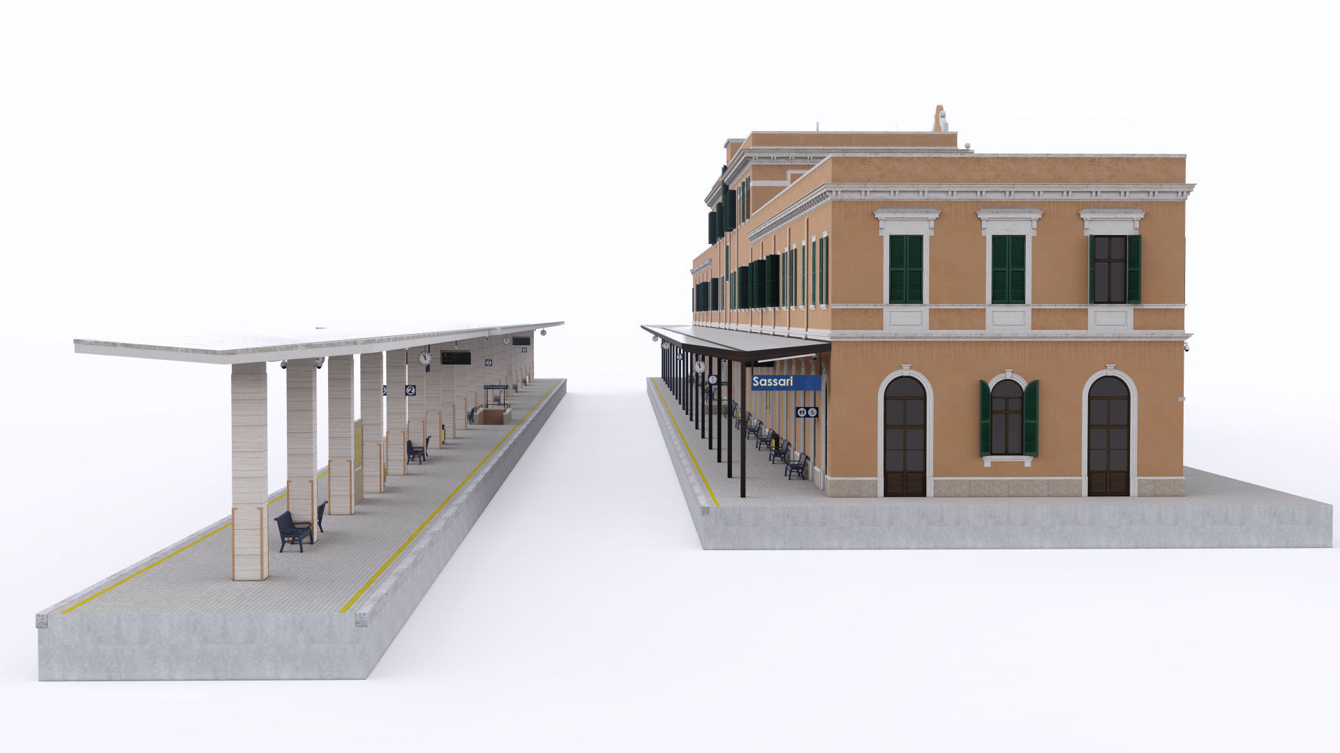Classical Train Station 3D model | CGTrader