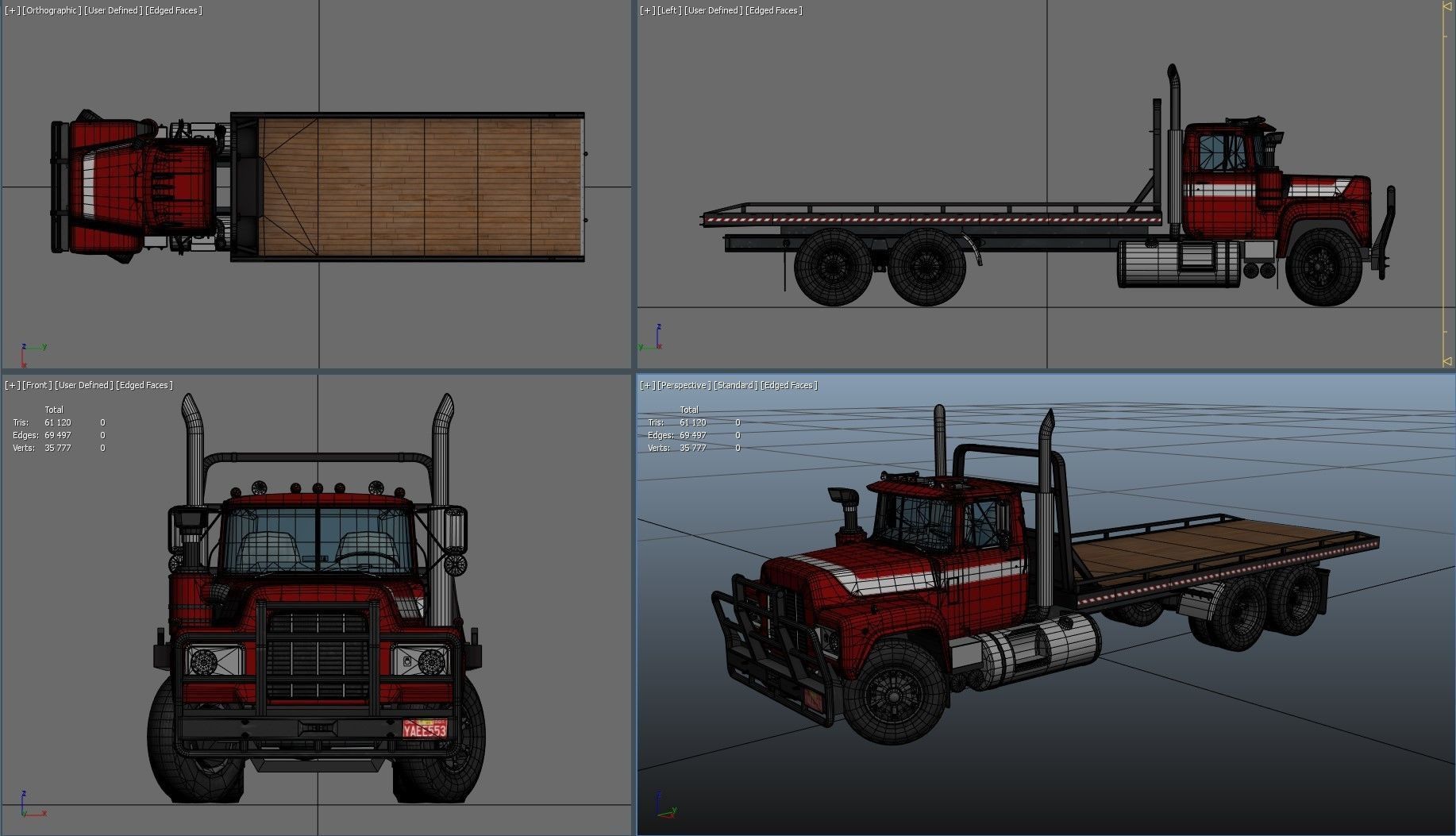 3D model Industrial vintage flatbed truck VR / AR / low-poly | CGTrader