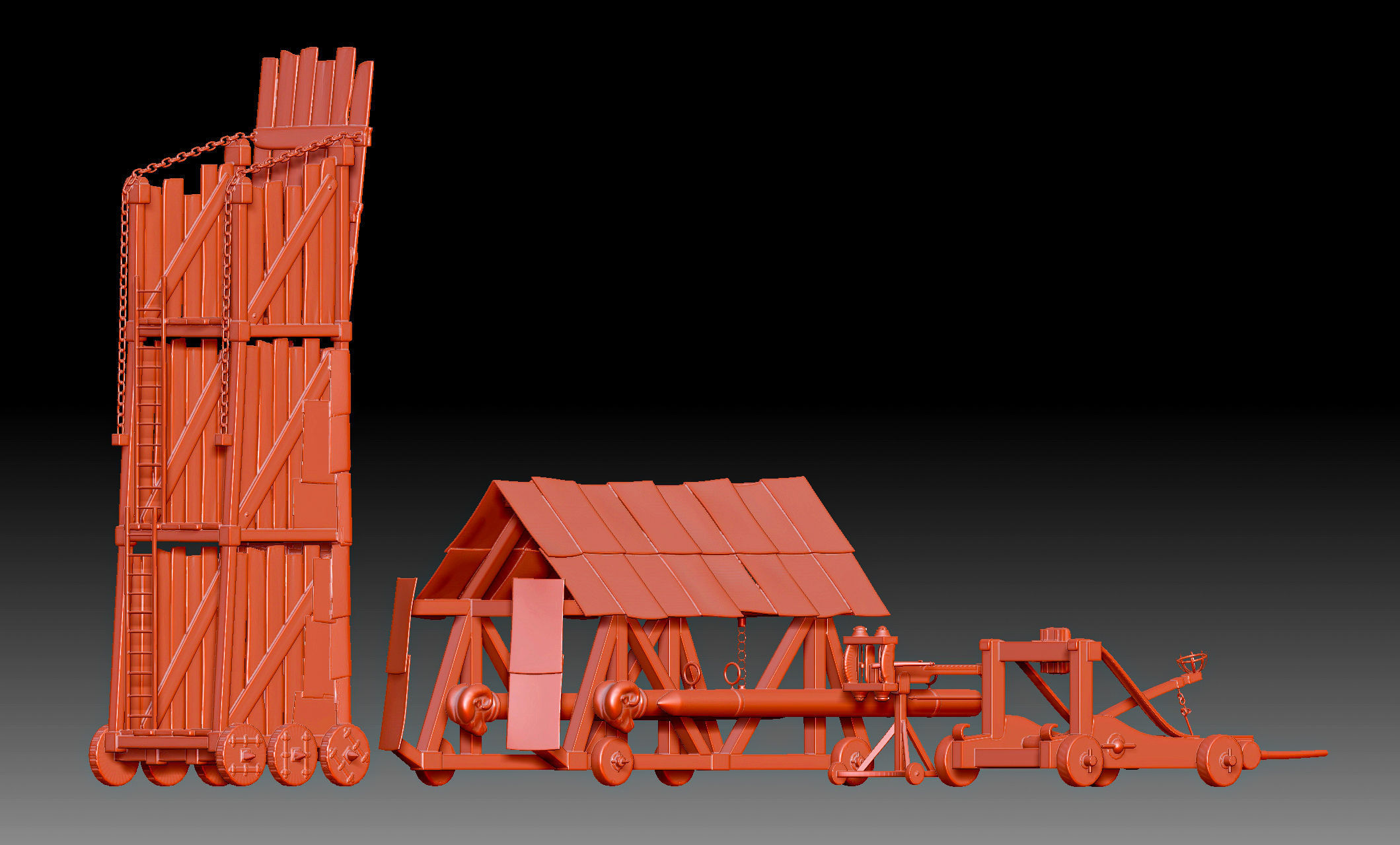 7 Medieval and Roman War Machines Siege Weapons collection 3D model 3D ...