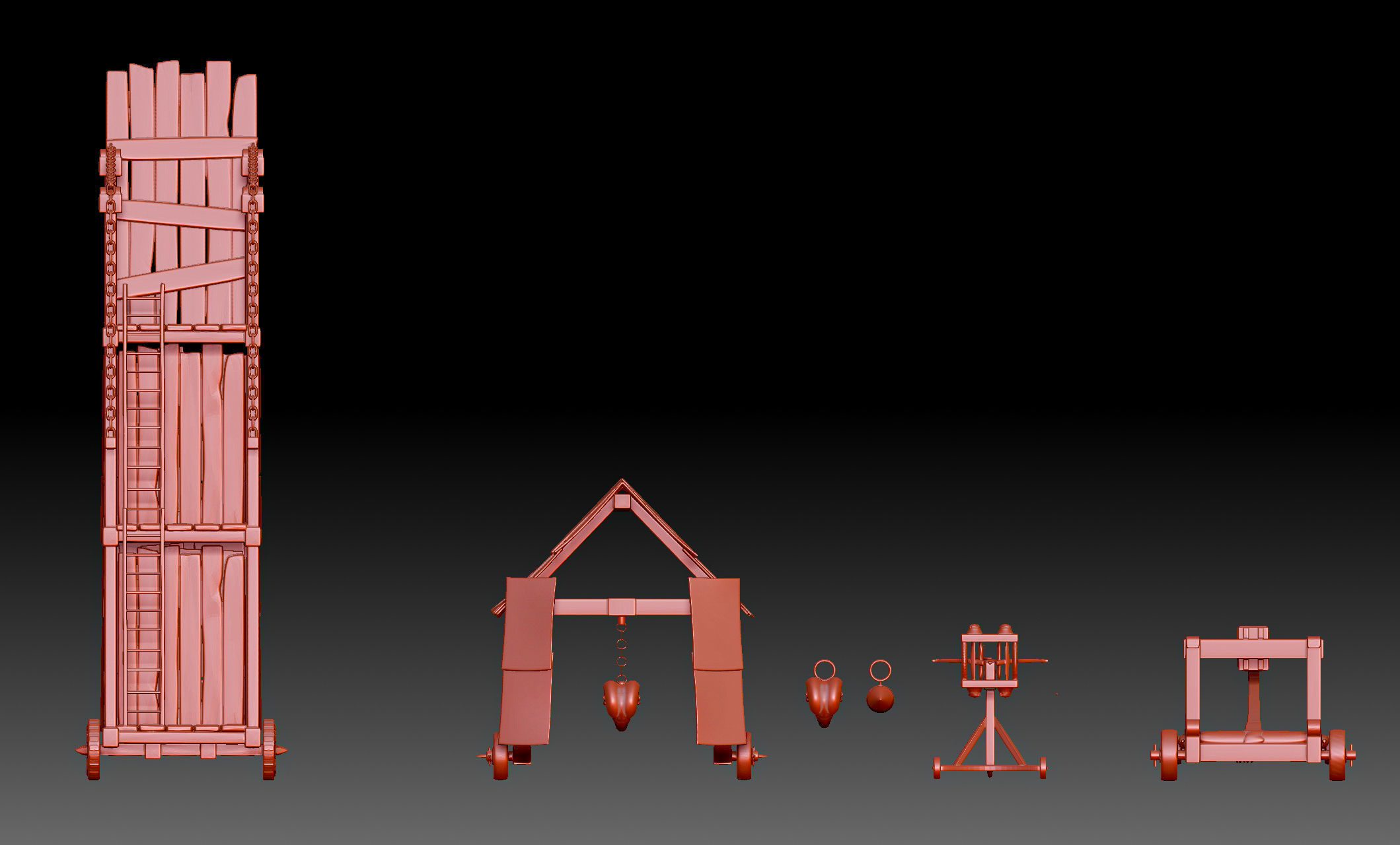 7 Medieval and Roman War Machines Siege Weapons collection 3D model 3D ...