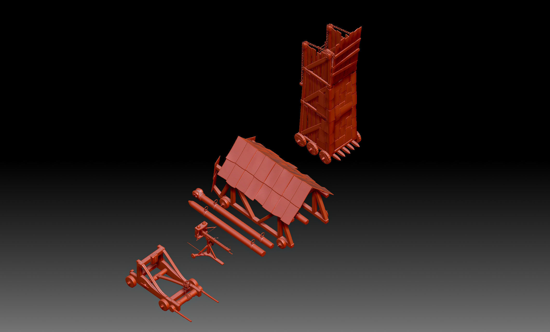 7 Medieval and Roman War Machines Siege Weapons collection 3D model 3D ...