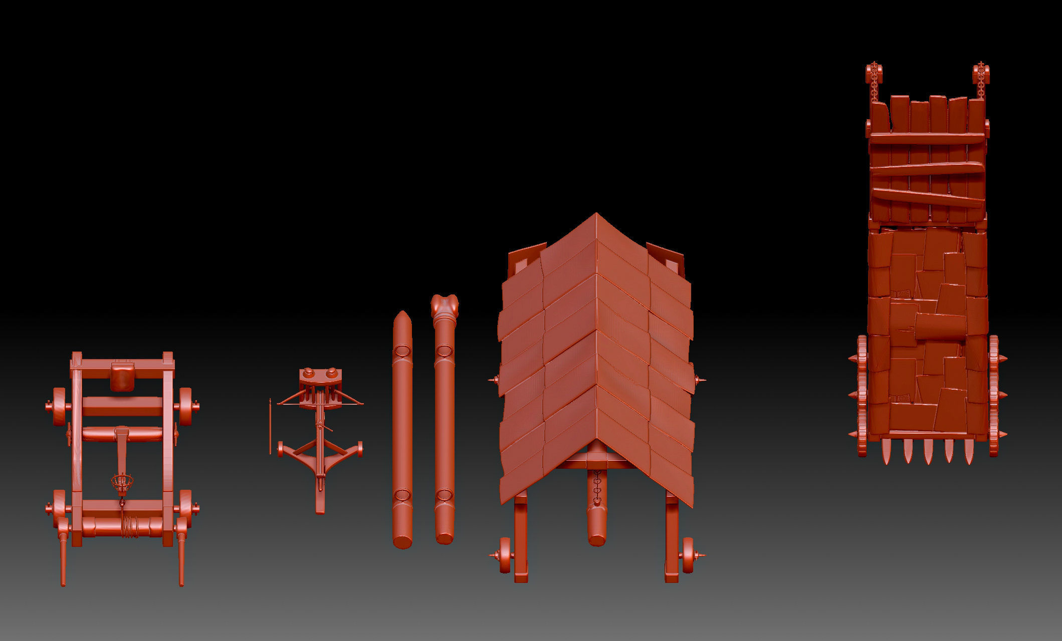 7 Medieval and Roman War Machines Siege Weapons collection 3D model 3D ...