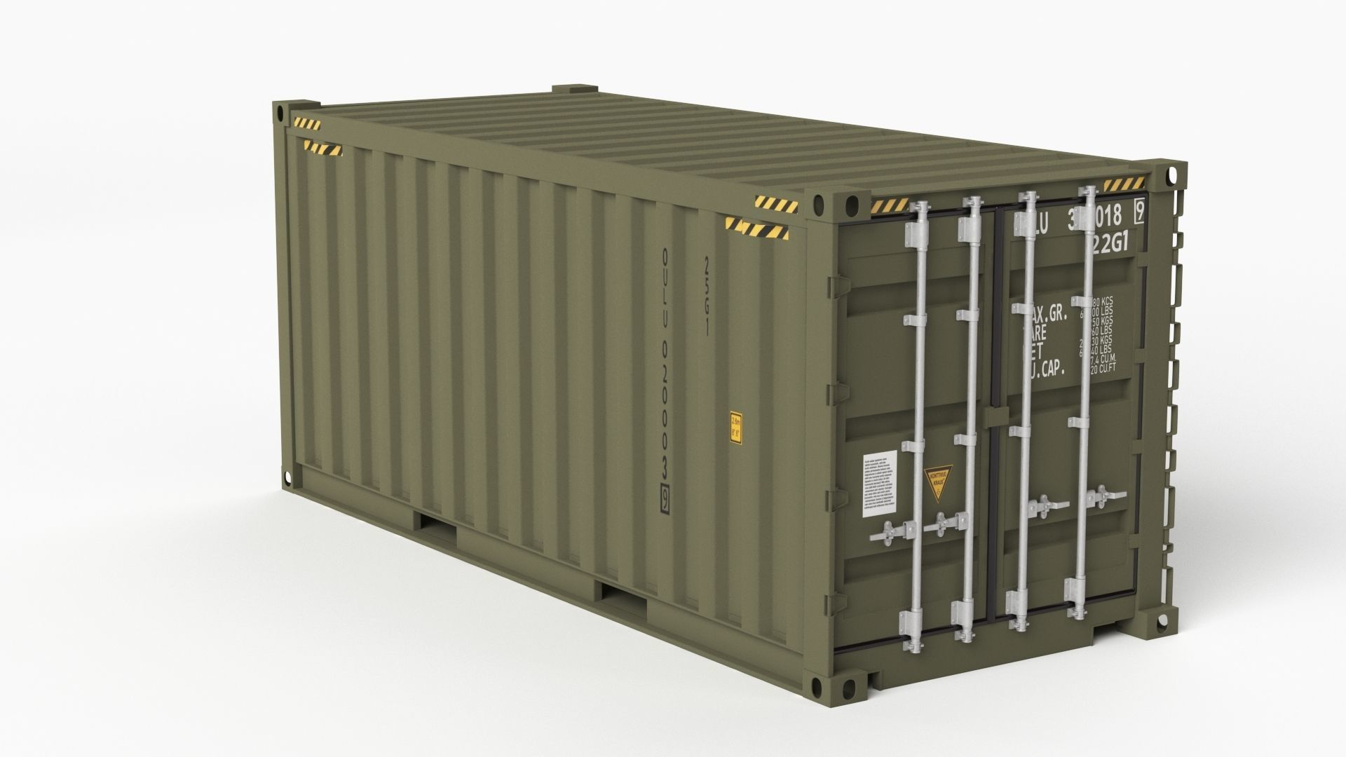 20 ft Military Containers Green Colour 3D model | CGTrader
