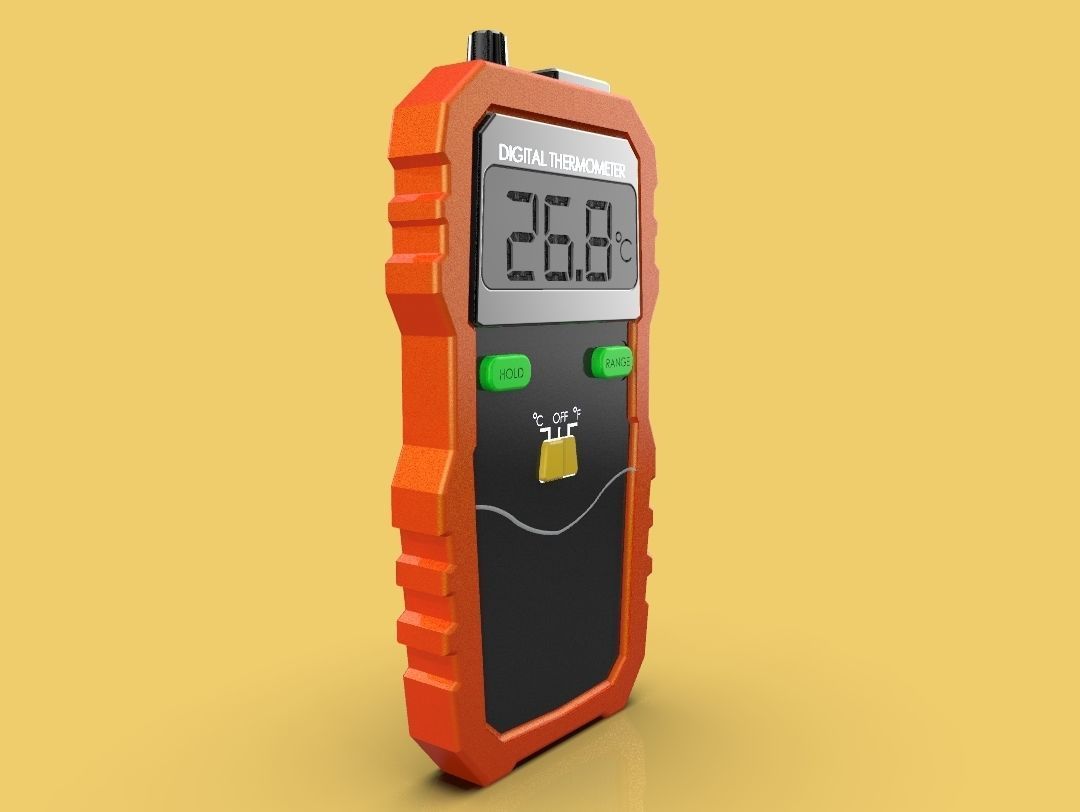 DIGITAL THERMOMETER LCD DISPLAY WIRELESS THERMOCOUPLE PEAK METER 3D ...