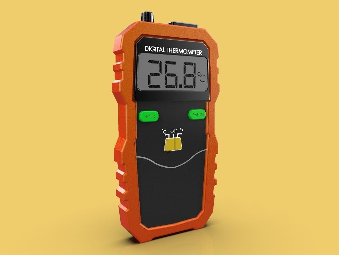 DIGITAL THERMOMETER LCD DISPLAY WIRELESS THERMOCOUPLE PEAK METER 3D ...