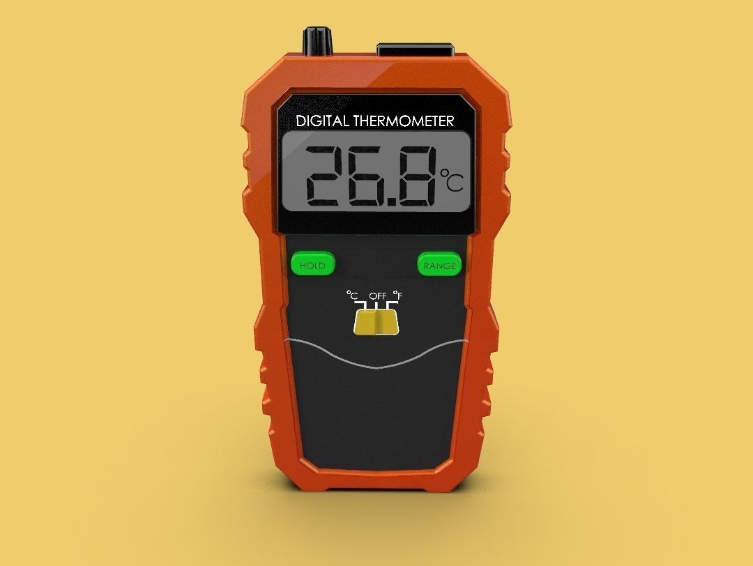 DIGITAL THERMOMETER LCD DISPLAY WIRELESS THERMOCOUPLE PEAK METER 3D ...
