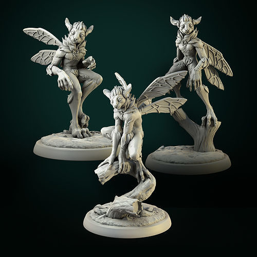 Forest Mephits 3 miniatures pre-supported 3D model 3D printable | CGTrader