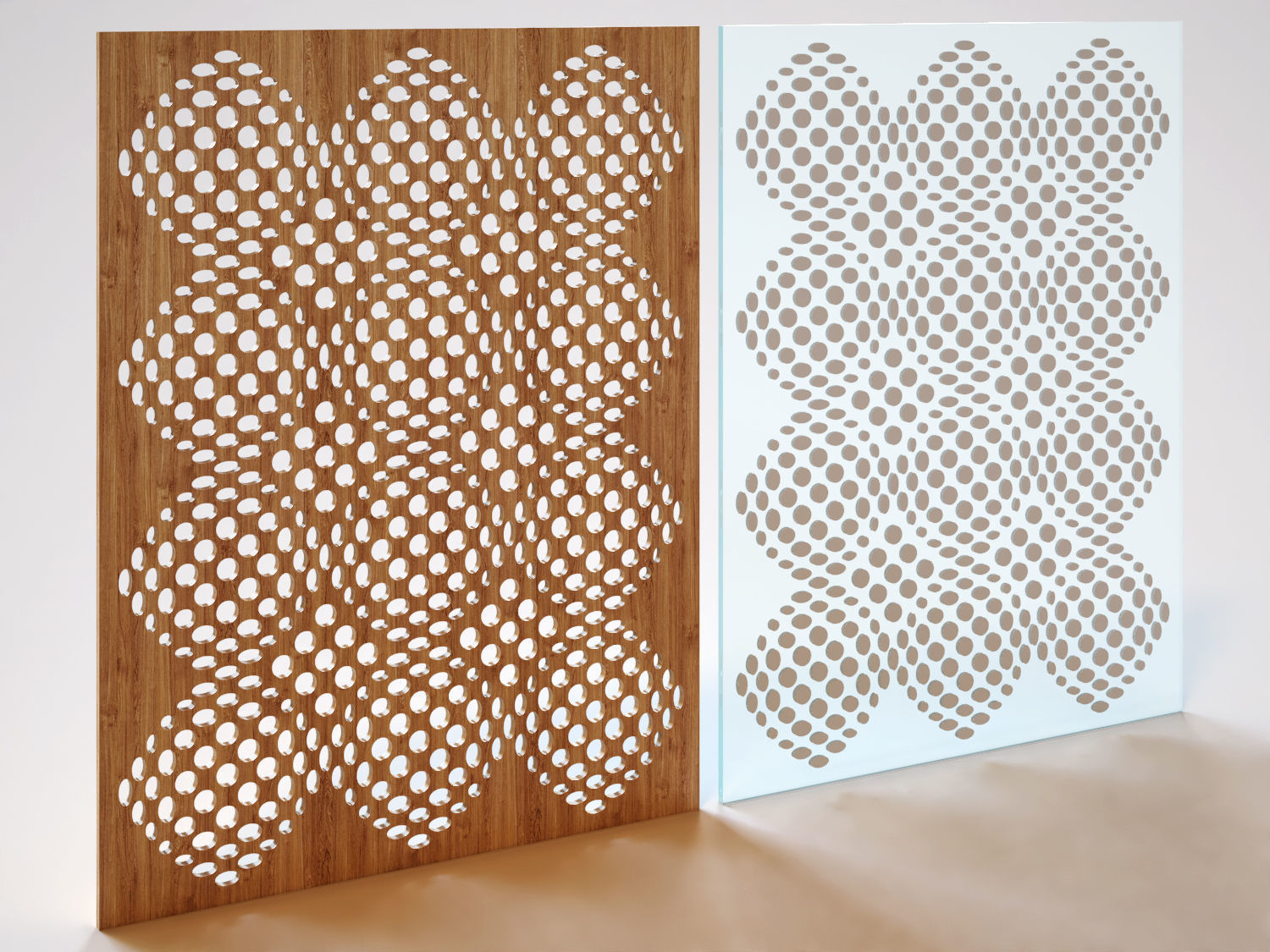 Partition wooden panel with laser cut pattern 3D model | CGTrader