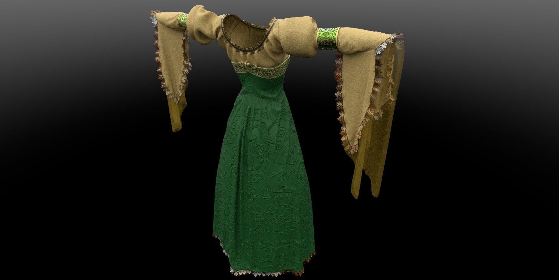 Medieval Renaissance Courtesan Dress 3D model rigged | CGTrader