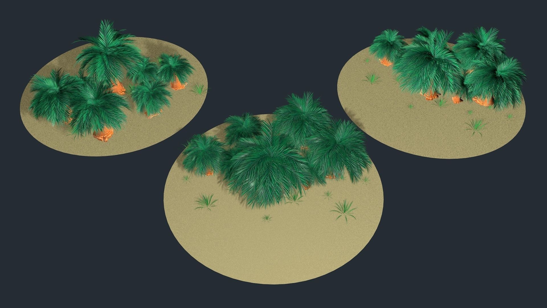 Three palms cartoon low poly 3D model | CGTrader