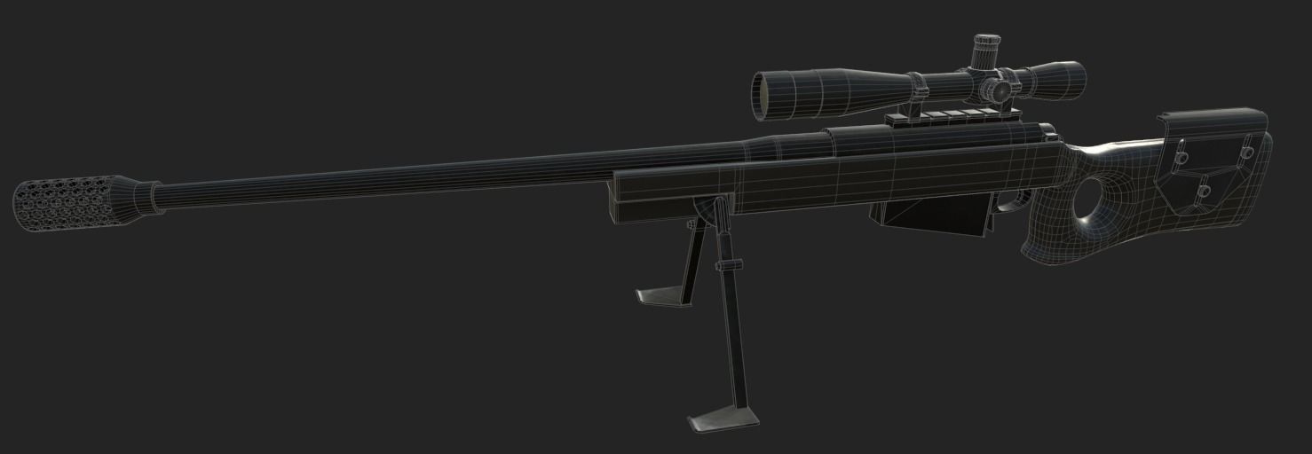 3D model Harris McMillan M87R Leupold MKIV M1 16X scope VR / AR / low ...