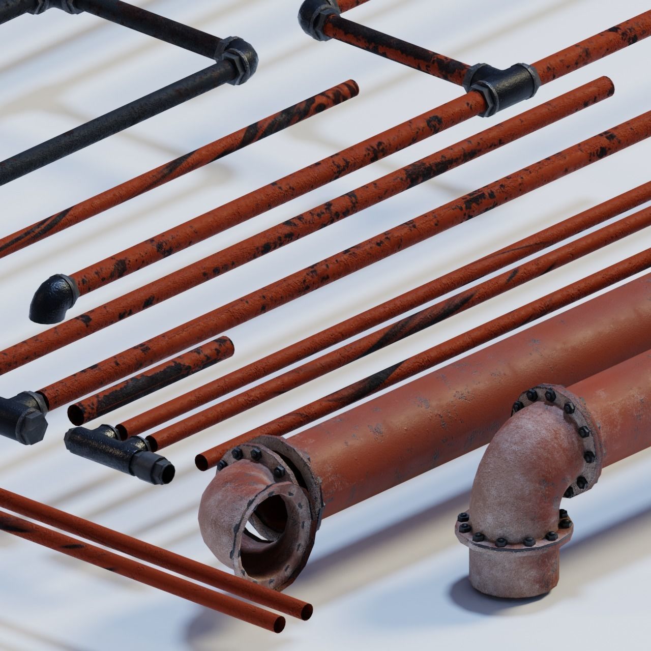 3D model Rusty Industrial Pipes VR / AR / low-poly | CGTrader
