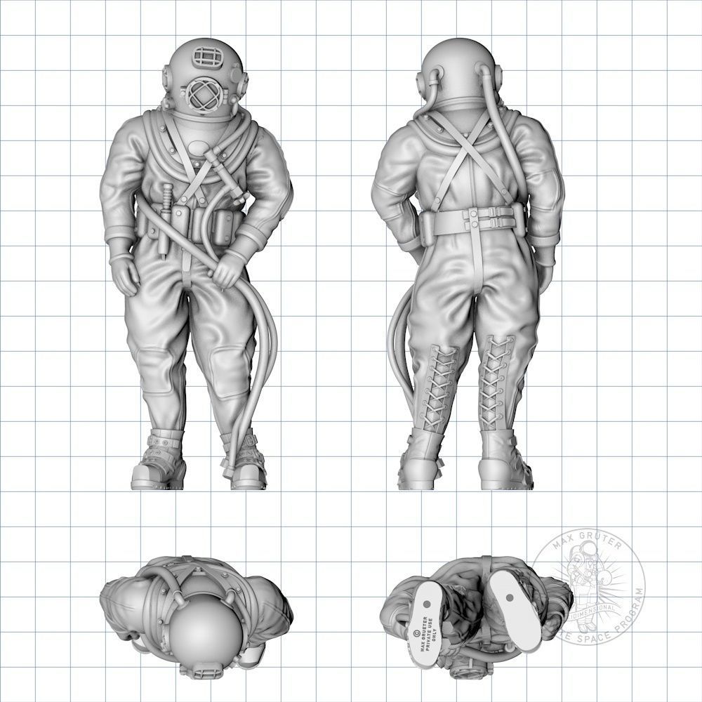 Vintage Diver 3D model 3D printable | CGTrader