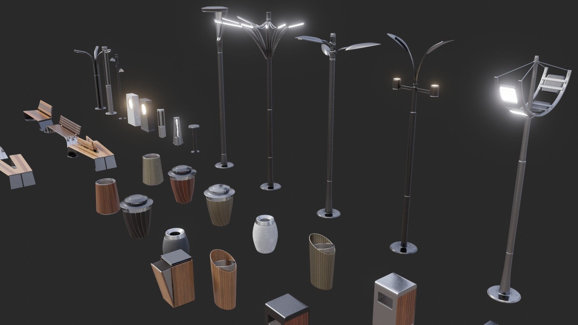 Modern Street Objects Asset Pack 3D model | CGTrader